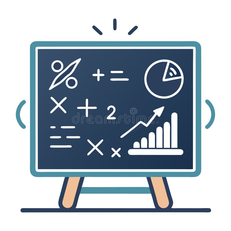 Math and Statistics Chalkboard Illustration: Education, Finance, and ...