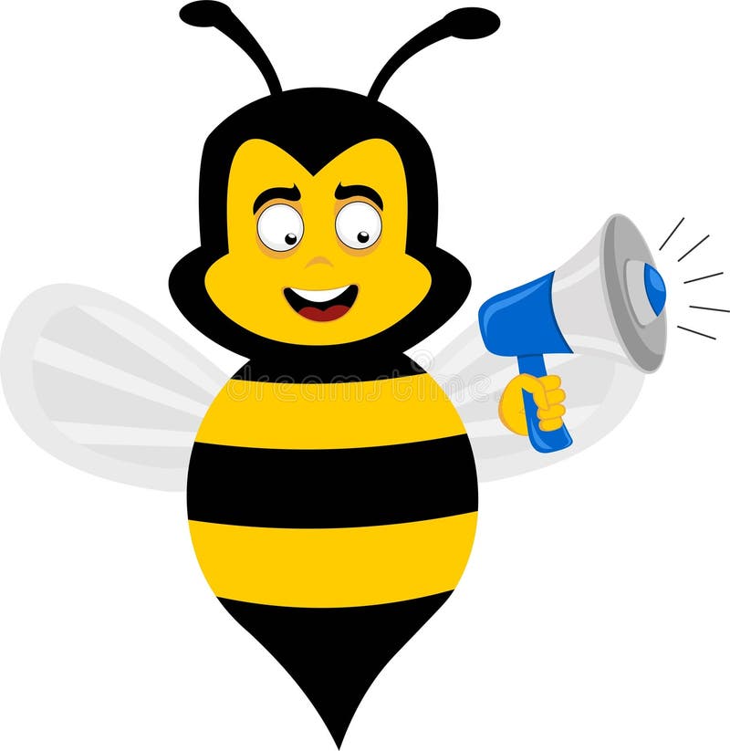 Vector Illustration Character Bee Bug Cartoon Talk Loudspeaker ...