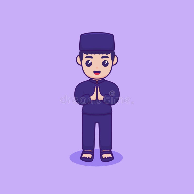 Vector Illustration of a Character Making the Gesture of Salam. Ramadan ...