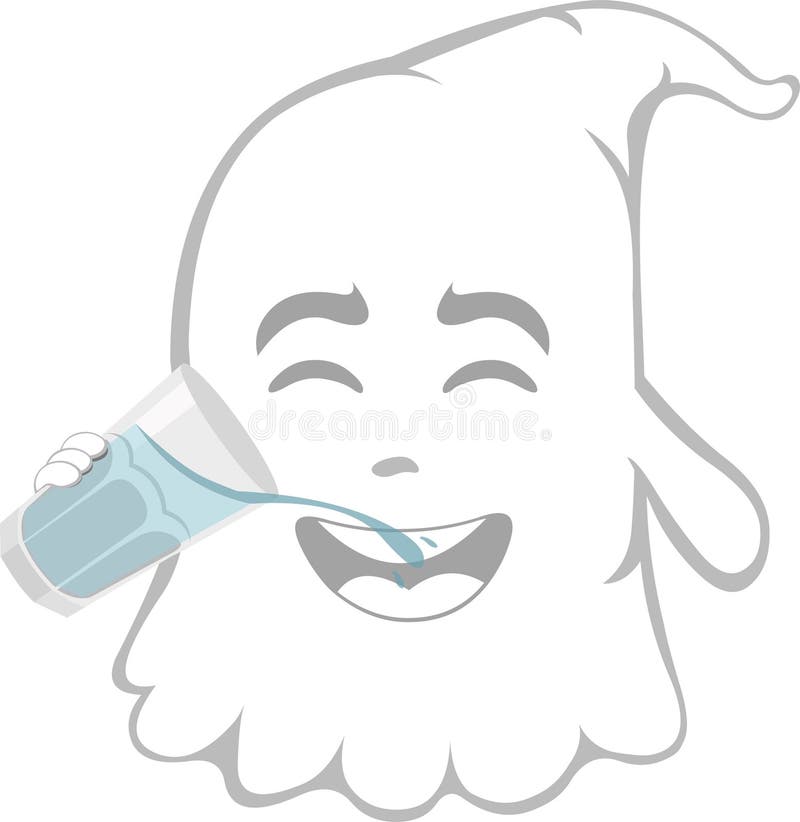 Vector Illustration Character Phantom Cartoon Drink Glass Water ...