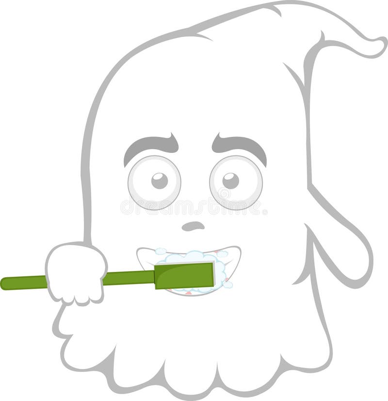 Vector Illustration Character Phantom Cartoon Washing Tooth Toothbrush ...