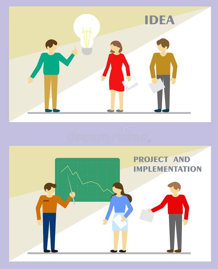 Vector with Characters in the Style of a Flat Come Up with an Idea and ...