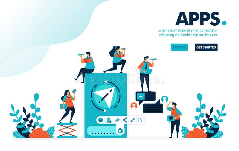 Vector Illustration Chat Apps. People Chatting To Send Message, Data ...