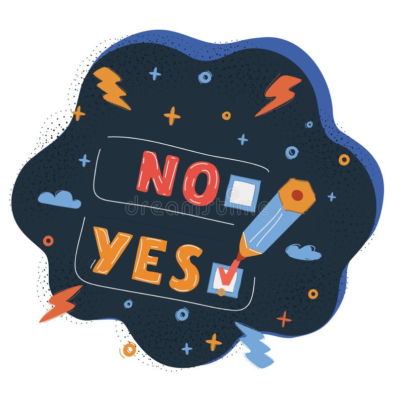 Vector Illustration of Check Mark Yes and No Mark Over Dark Backround ...