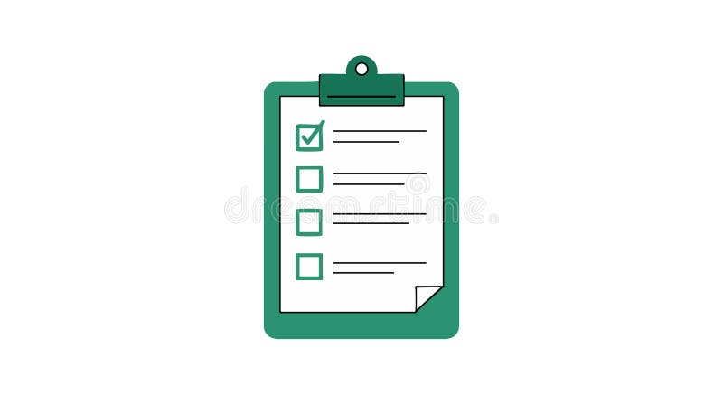 Checklist Clipboard with Green Outline and Marked Box Vector ...