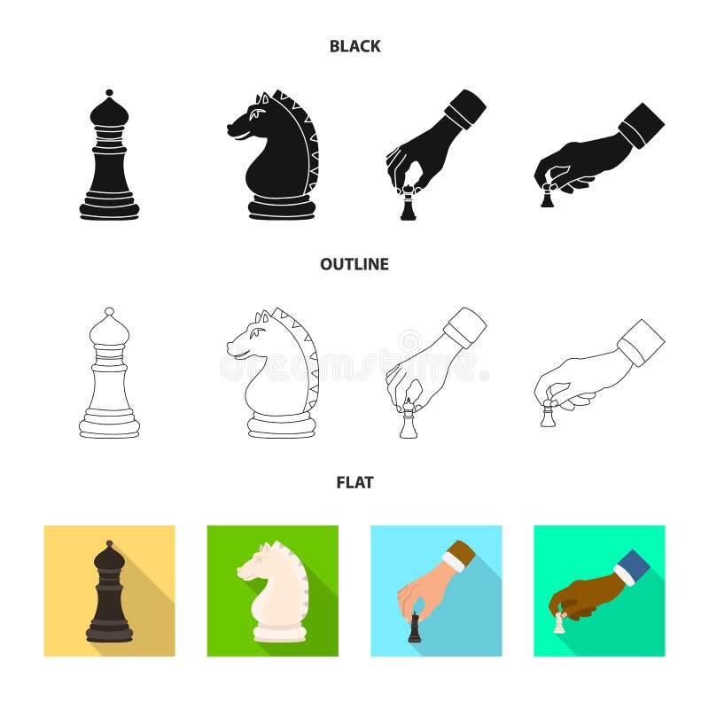 Vector Illustration Of Checkmate And Thin Symbol. Set Of Checkmate And ...