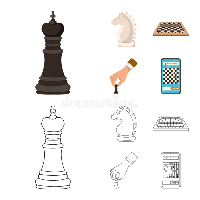 Vector Illustration of Checkmate and Thin Symbol. Set of Checkmate and ...