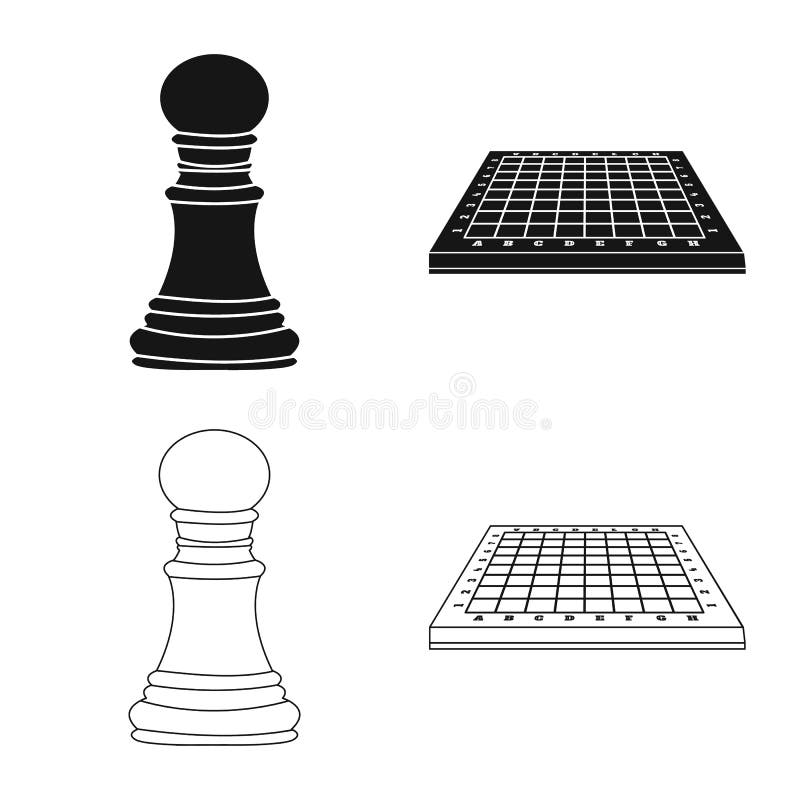 Vector Illustration of Checkmate and Thin Symbol. Set of Checkmate and ...