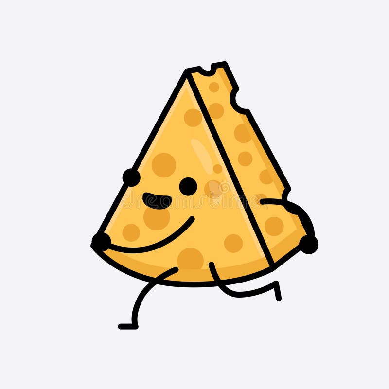 Vector Illustration of Cheese Character with Cute Face and Simple Body ...