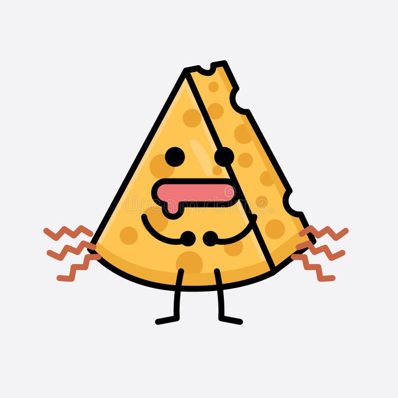 Vector Illustration of Cheese Character with Cute Face and Simple Body ...