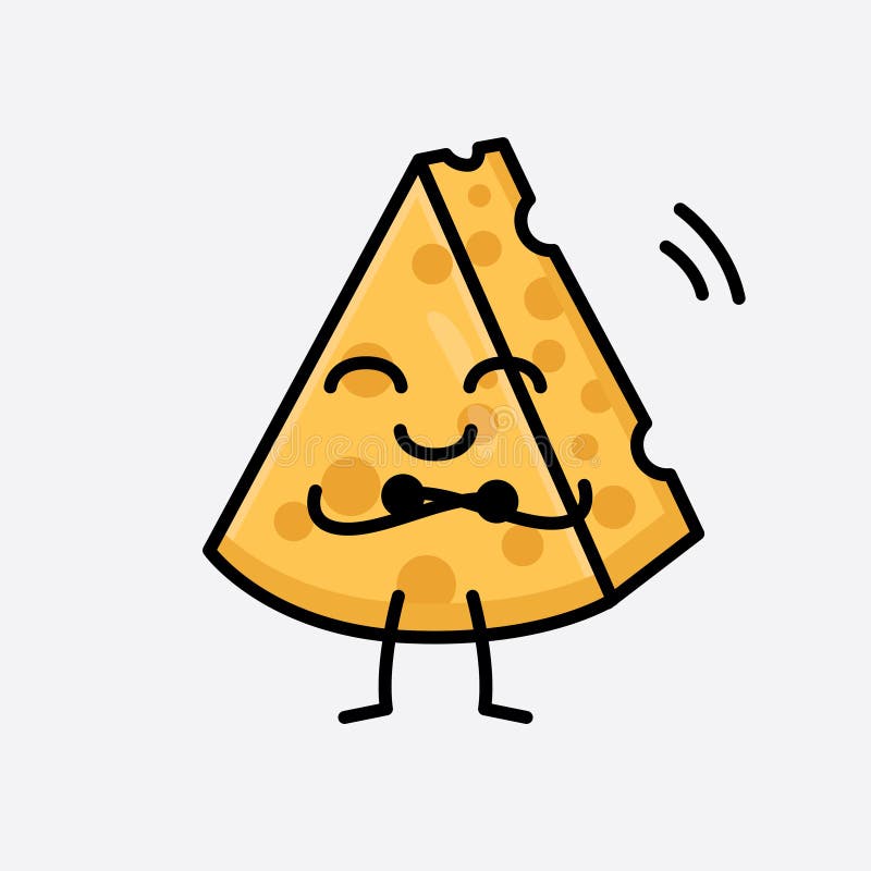 Vector Illustration of Cheese Character with Cute Face and Simple Body ...