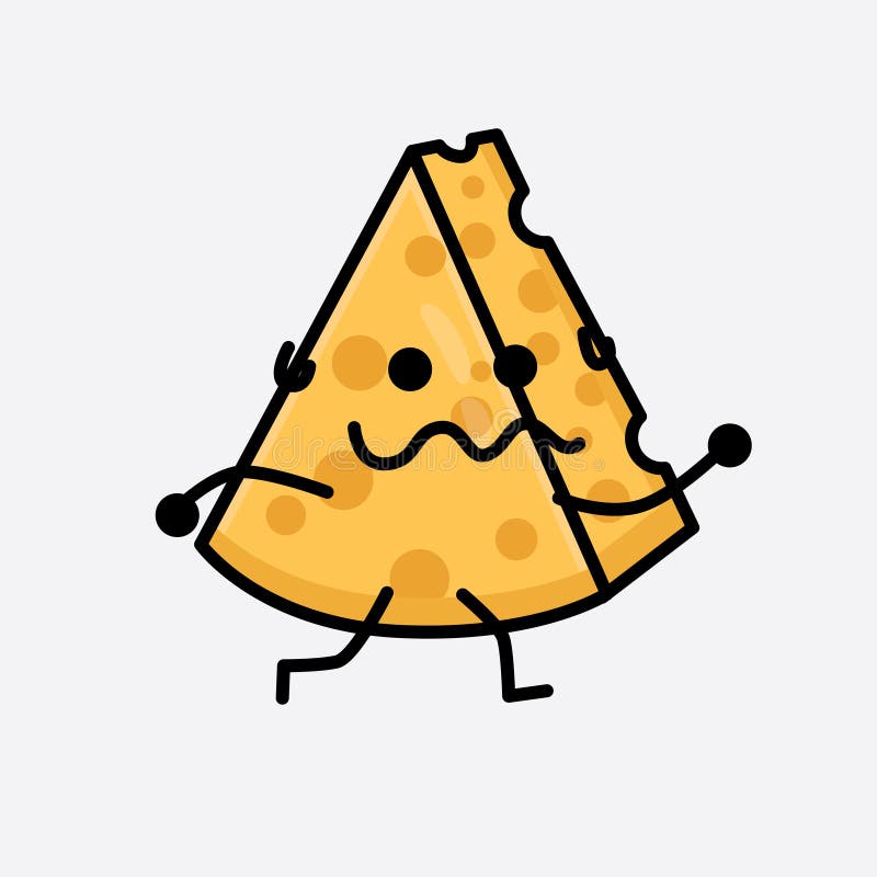 Vector Illustration of Cheese Character with Cute Face and Simple Body ...