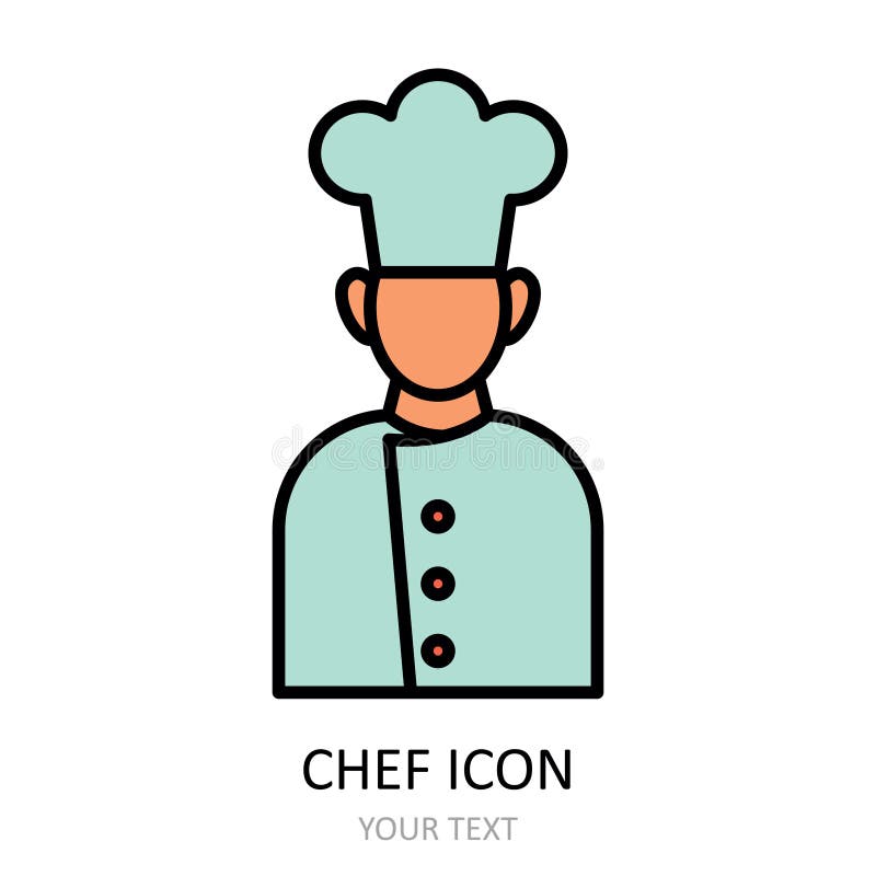 Vector Illustration with Chef. Outline Icon Stock Vector - Illustration ...