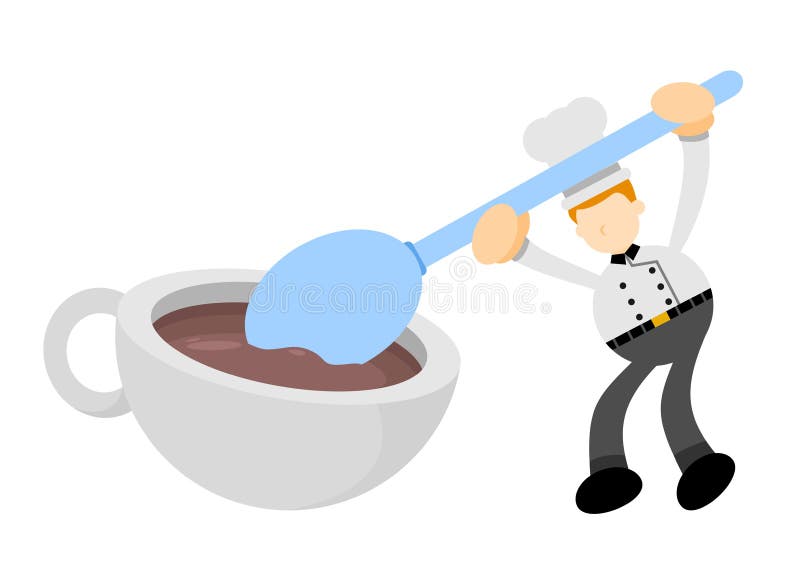 Chef and Drink Coffee Beverage Cartoon Doodle Flat Design Vector ...