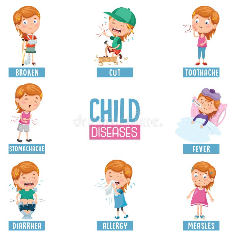 Vector Illustration of Child Diseases Stock Vector - Illustration of ...