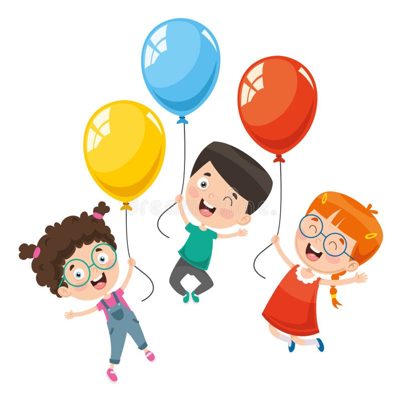 Children With A Balloon stock vector. Illustration of smiling - 21016665