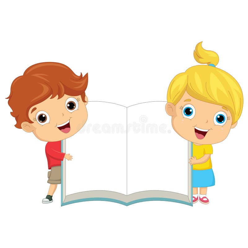 Vector Illustration of Children Keeping Book Stock Vector ...