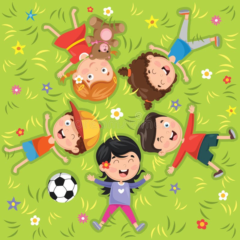 Vector Illustration of Children Lying Stock Vector - Illustration of ...