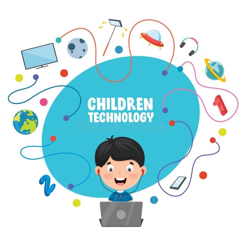 Children & Technology 2 stock vector. Illustration of lesson - 9599235