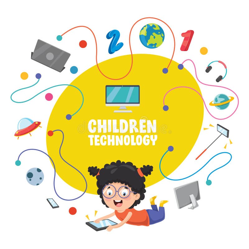 Children & Technology 2 stock vector. Illustration of lesson - 9599235