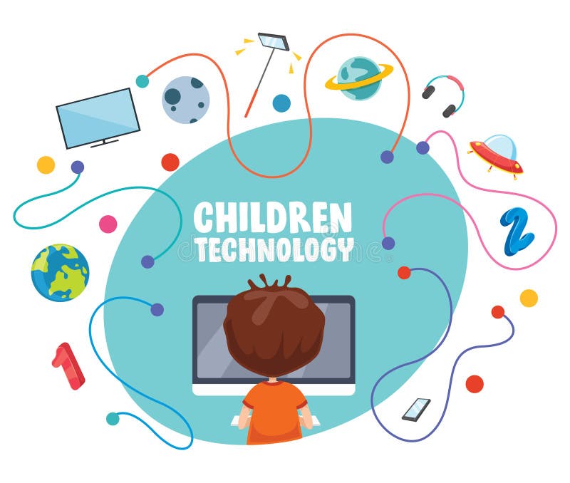 Children & Technology 2 stock vector. Illustration of lesson - 9599235