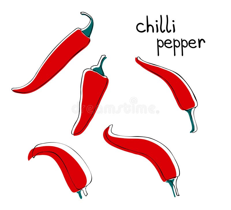 Vector Illustration of Chilli Pepper. Modern Silhouette of Food Stock ...