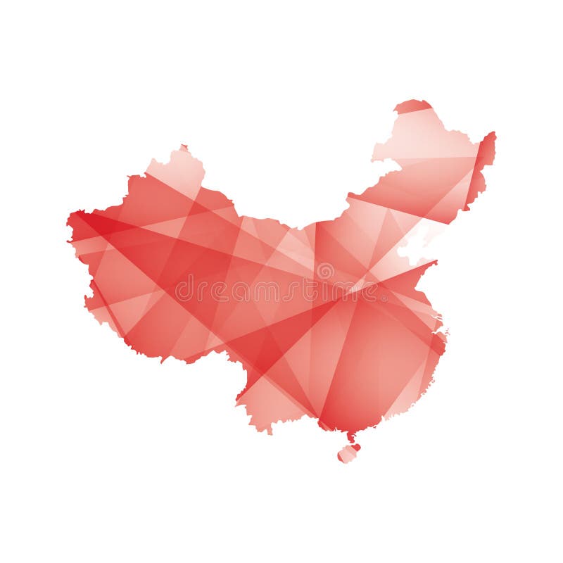 Vector Illustration of China Map with Red Colored Geometric Shapes ...