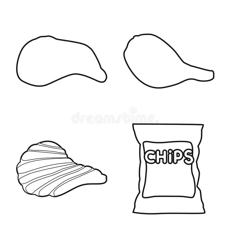 Vector Design of Chips and Crisp Sign. Set of Chips and Food Vector ...