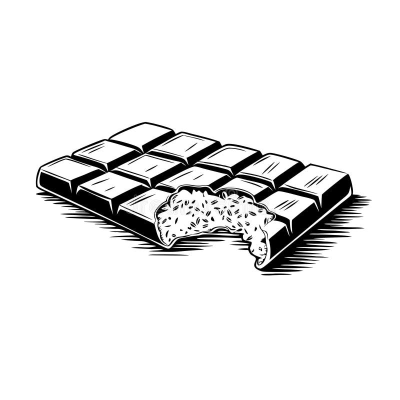 Vector Illustration of Chocolate Bar with Bite Missing Classic Candy Design Stock Illustration ...