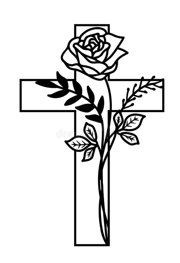 Vector Rose Christian Cross. Stock Vector - Illustration of saint ...