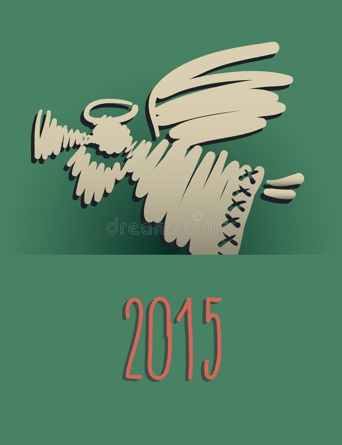 Angel with Paper Scroll and Trumpet. Christmas Symbol Stock Vector ...