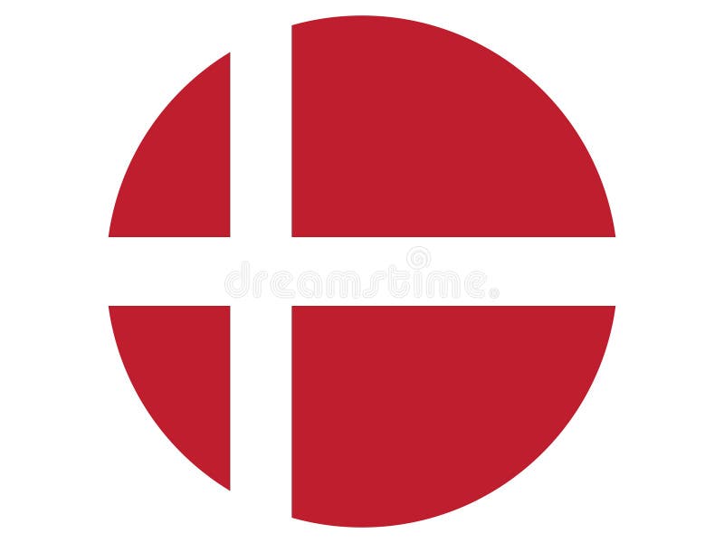 Circle Flag of Denmark on White Background Stock Vector - Illustration ...