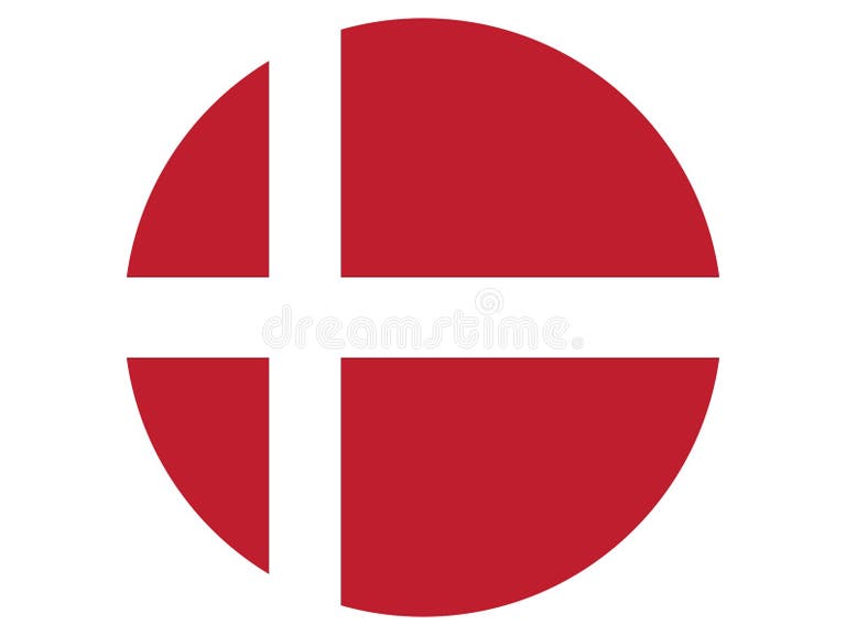 Circle Flag of Denmark on White Background Stock Vector - Illustration ...