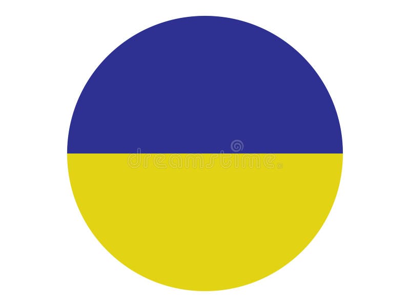Circle Ukraine Flag with Grey Border Vector Illustration Isolated on ...