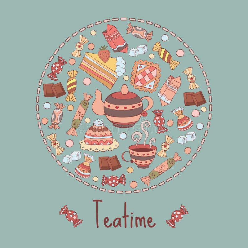 Vector Illustration of Circle Made of Sweets Stock Vector ...