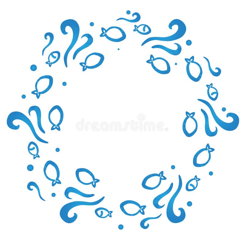 Vector Illustration of a Circle Sea Frame Stock Vector - Illustration ...