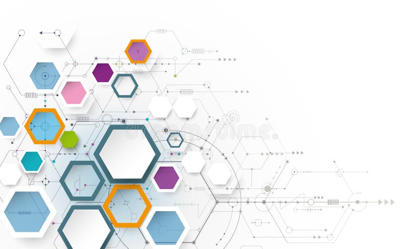 Vector Illustration Circuit Board and 3d Paper Hexagons Stock Vector ...
