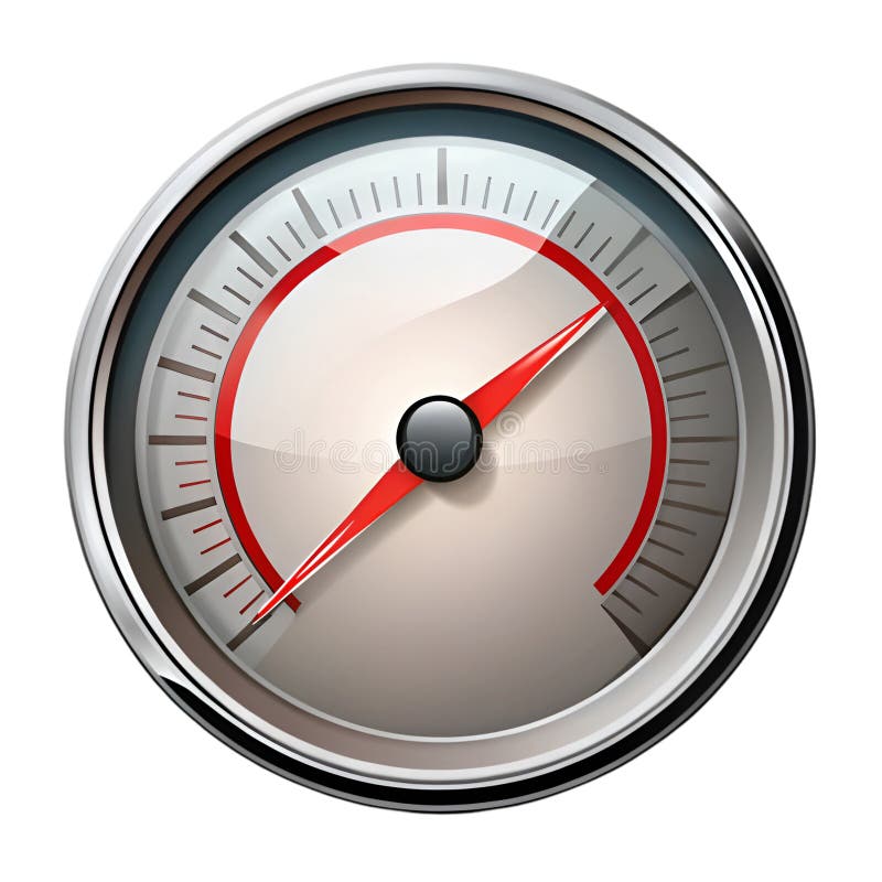 Speedometer Gauge Red Needle Chrome Bezel Vector Illustration Stock ...