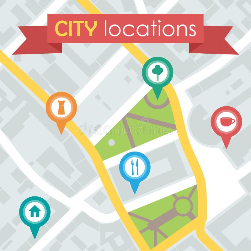 Vector Location Point Flat Design Icon Stock Vector - Illustration of ...