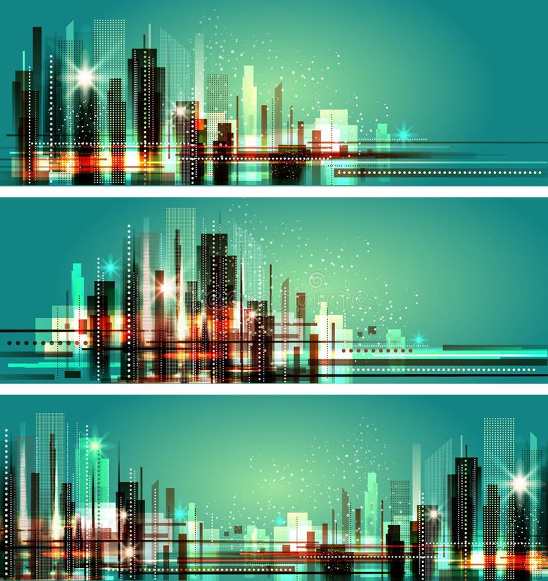 Vector Illustration of City at Night. Cityscape Lights. Stock Vector ...