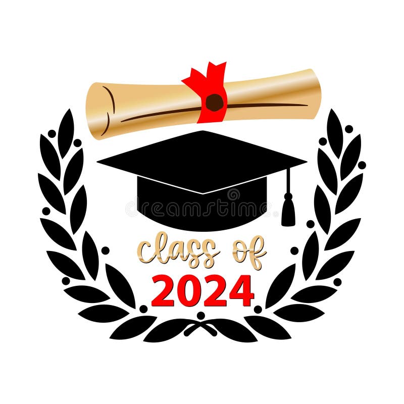 Vector Illustration of Class of 2024 with Graduation Cap, Diploma ...