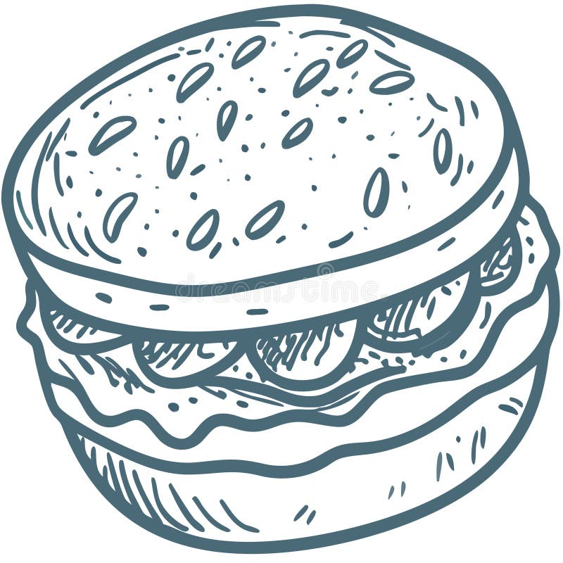 Vector Illustration of a Classic Burger with Lettuce and Tomato Stock ...