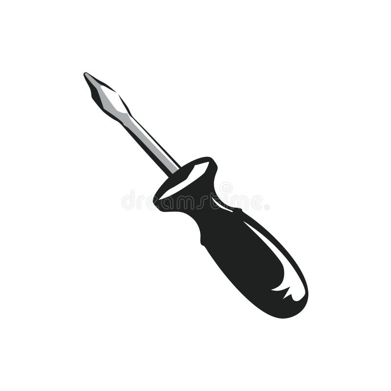 Vector Illustration of Classic Screwdriver Black and Silver Tool Design ...