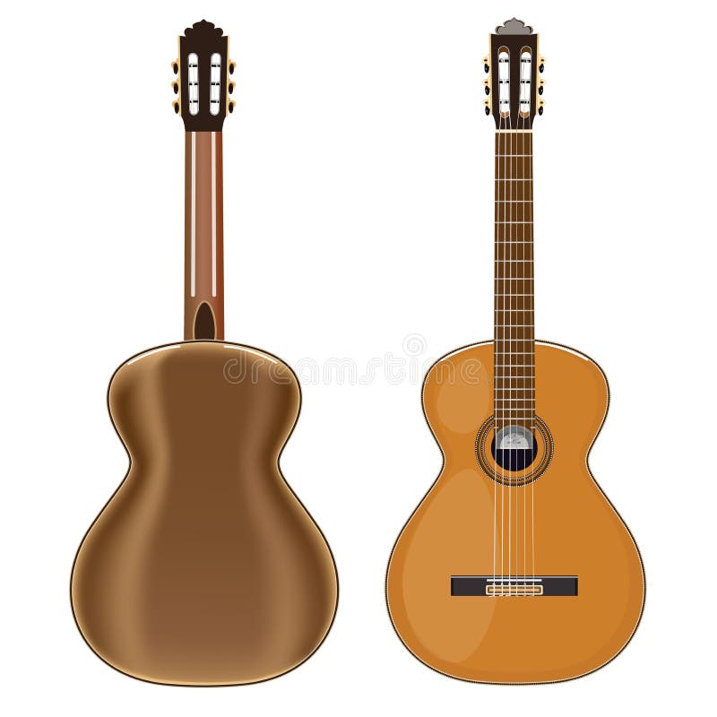 Vector Illustration of Classical Guitar, Front and Back View. Stock ...