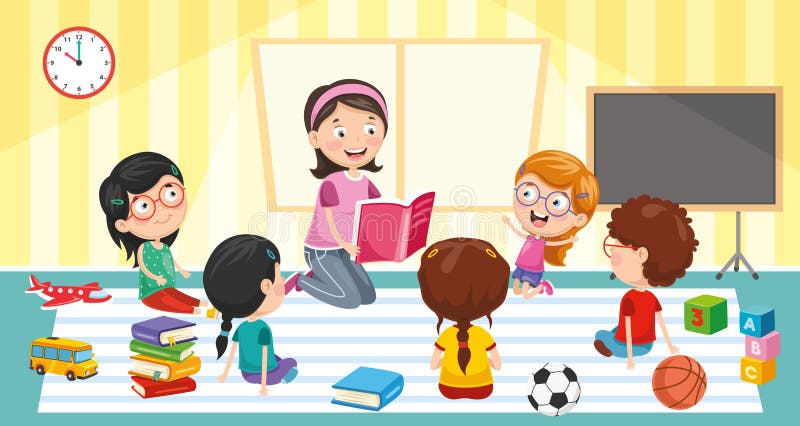 Vector Illustration of Classroom Stock Vector - Illustration of girl ...