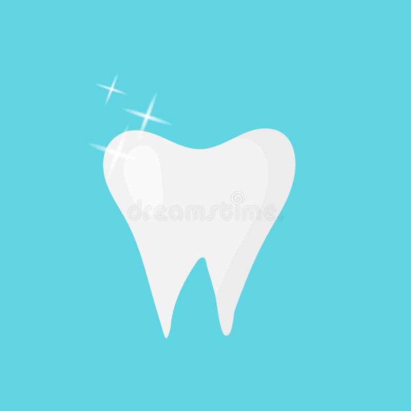 Vector Illustration of a Clean Shining Tooth on a Blue Background ...