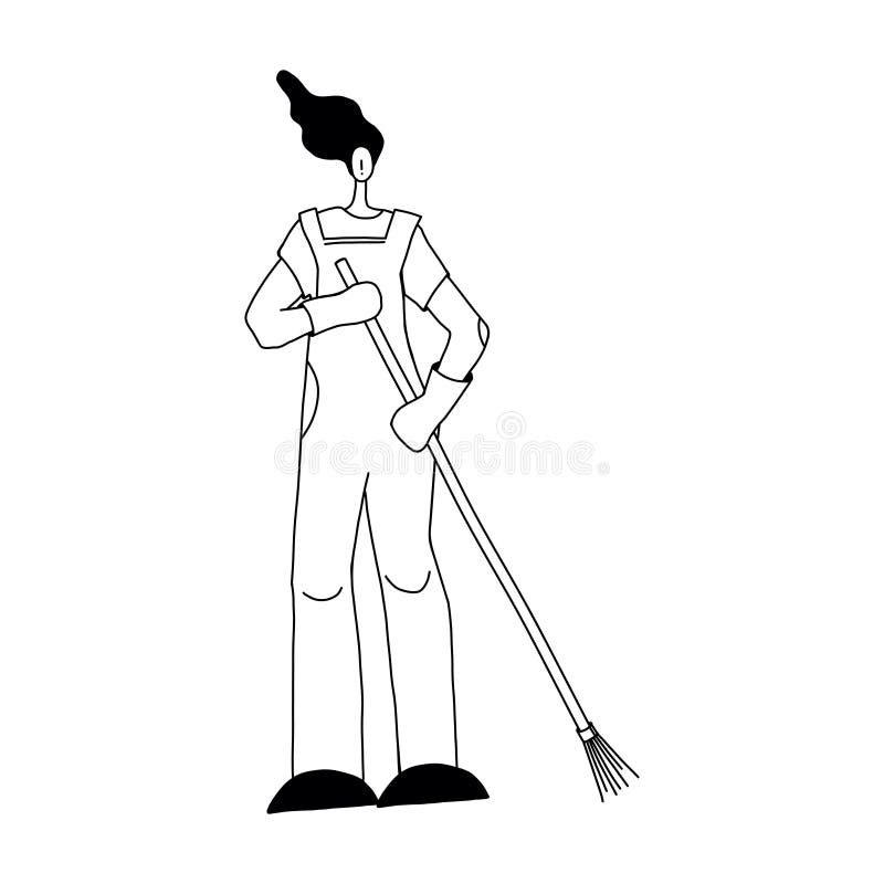 Vector Illustration of Cleaning Woman. Cartoon Character Stock Vector ...