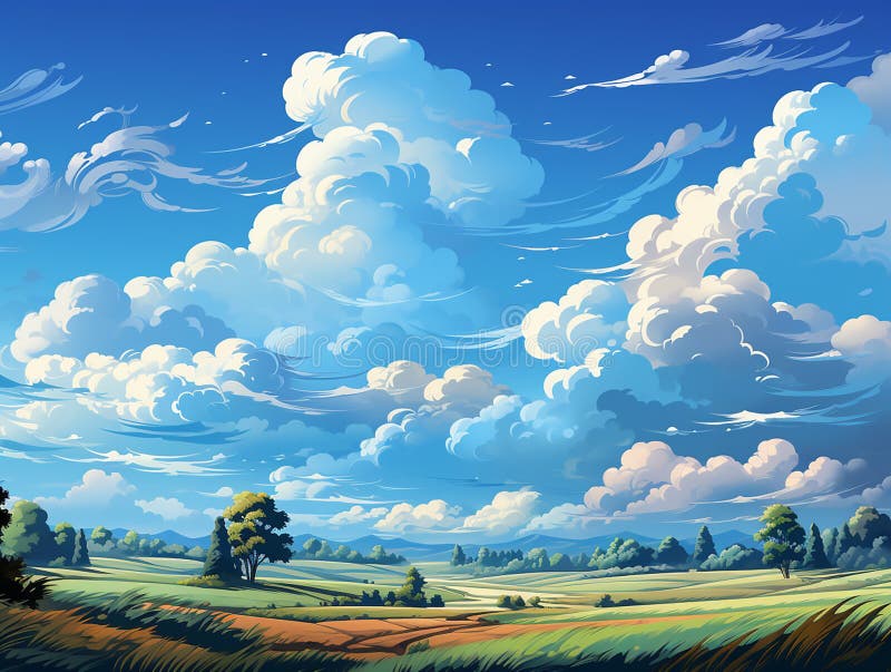 Vector Illustration of Clear Sky Stock Illustration - Illustration of ...