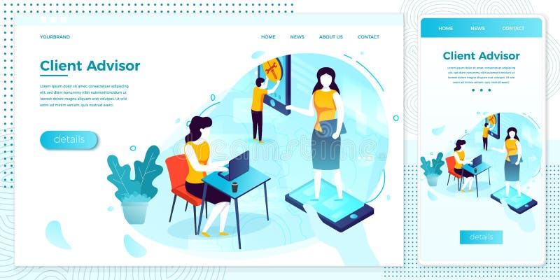 Vector Illustration Client Advisor, Girl in Phone Stock Vector ...