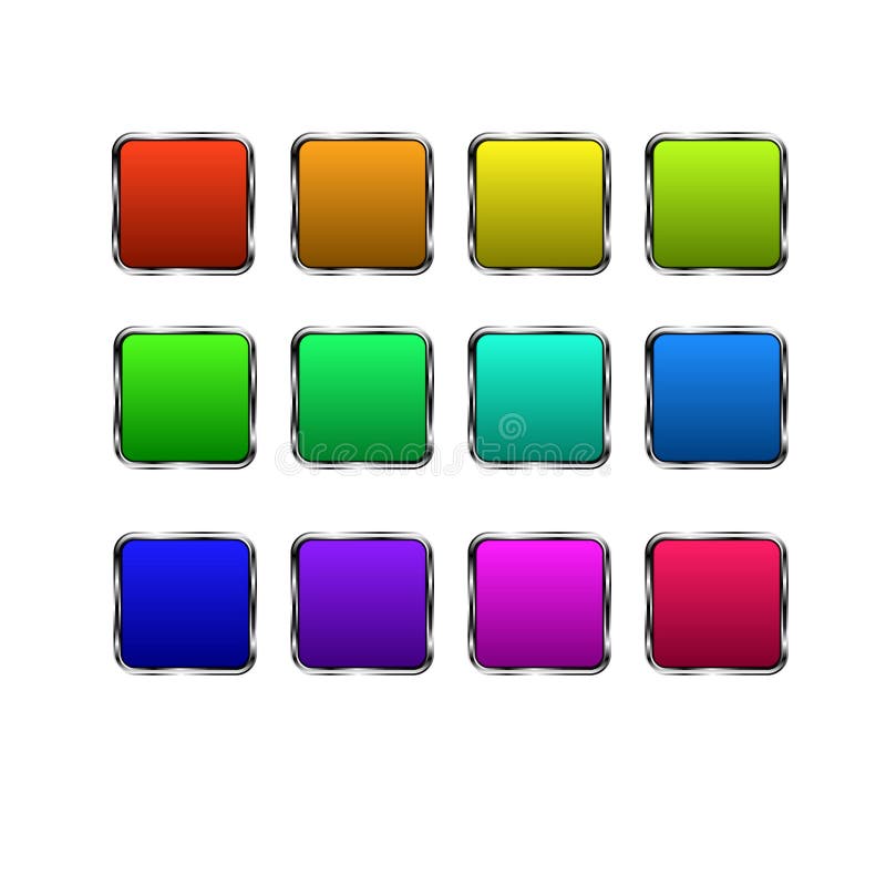 Set of Square Buttons in Different Colors Stock Vector - Illustration ...
